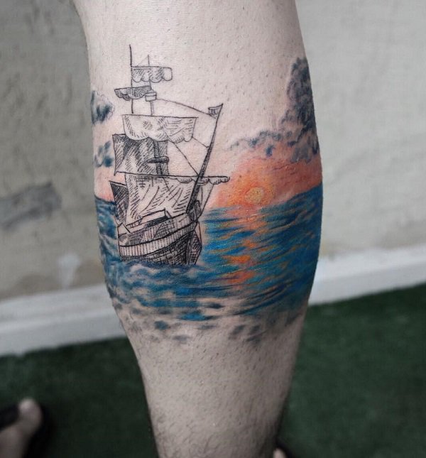 150 Tattoos auf der Wade