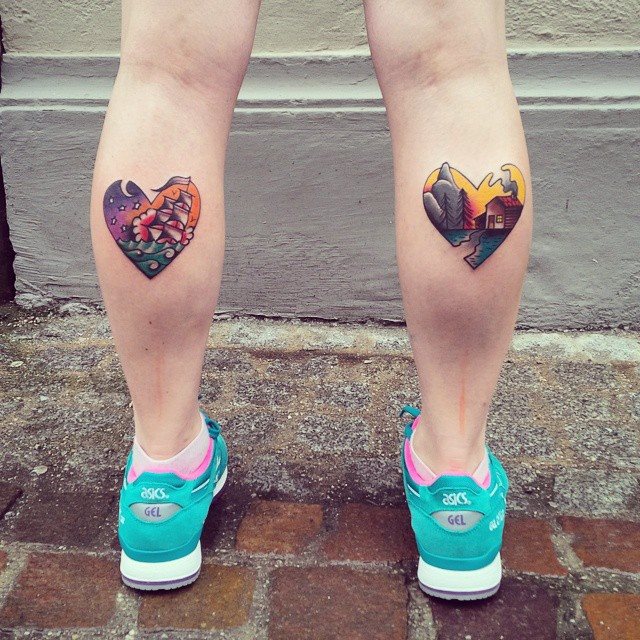 150 Tattoos auf der Wade