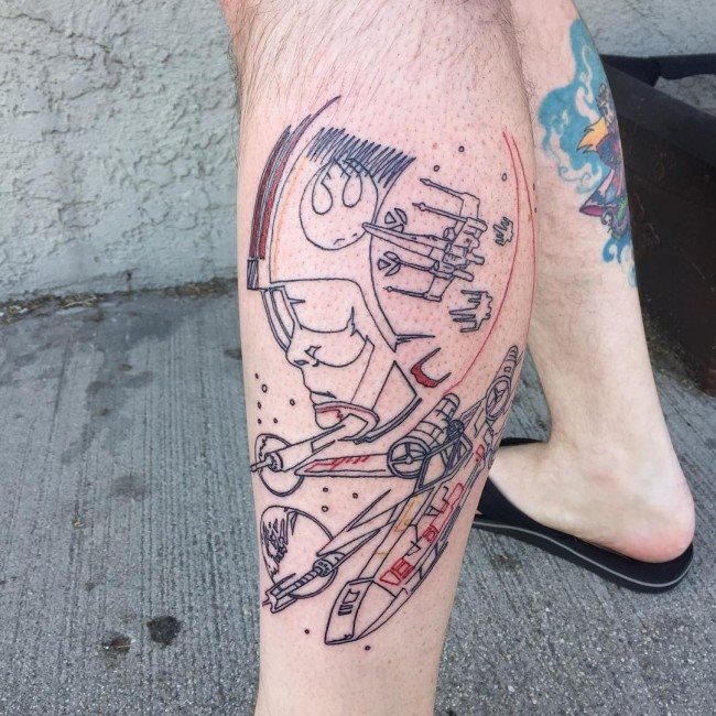 150 Tattoos auf der Wade